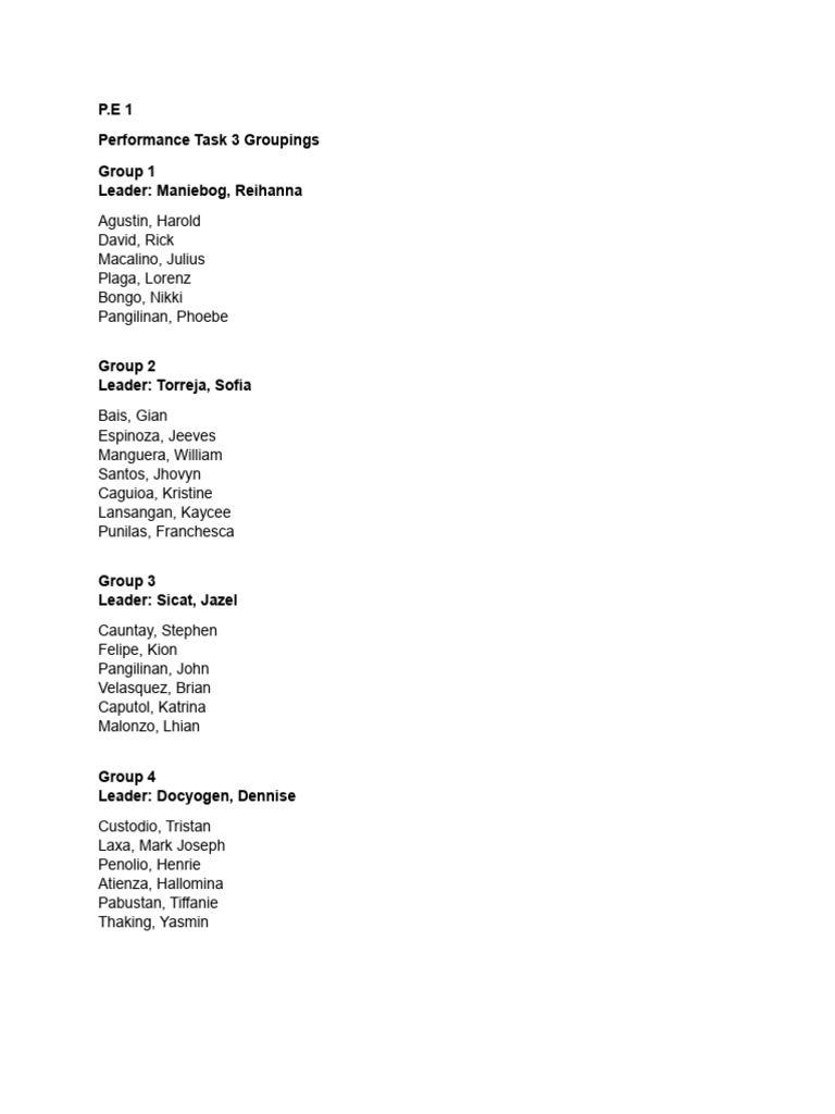 PT 3 Monthly Assessment Groupings | PDF