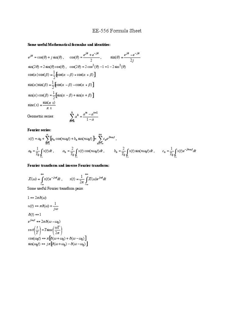 DSP Formulas | PDF DSP Formulas | PDF