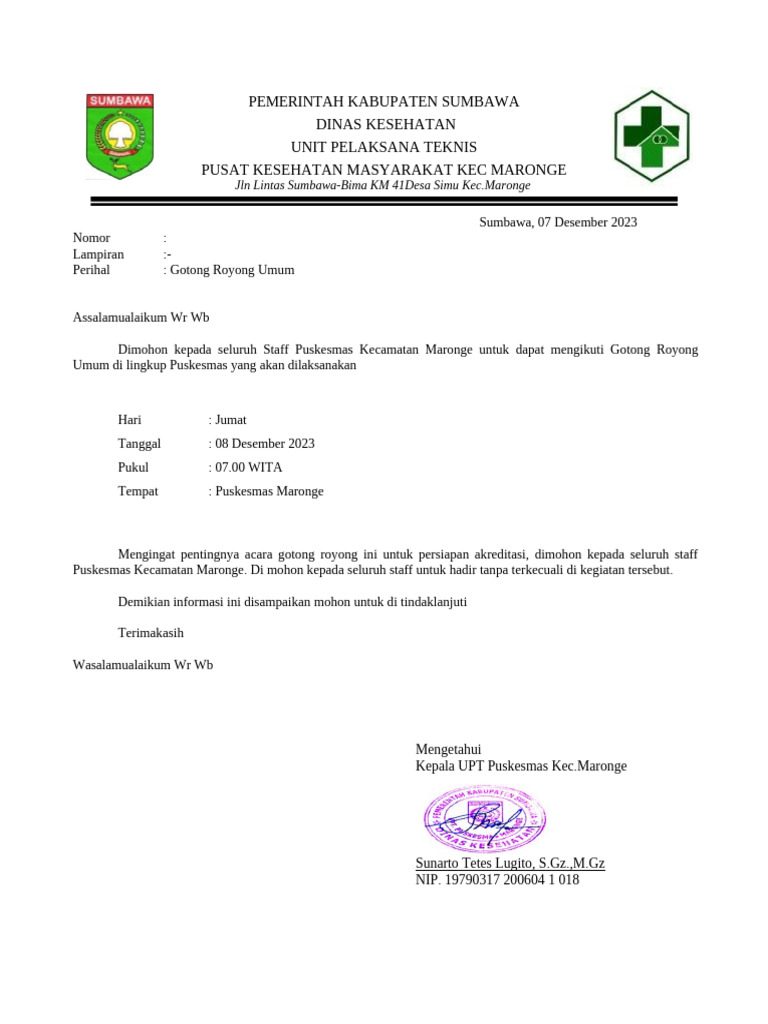 Surat Gotong Royong | PDF