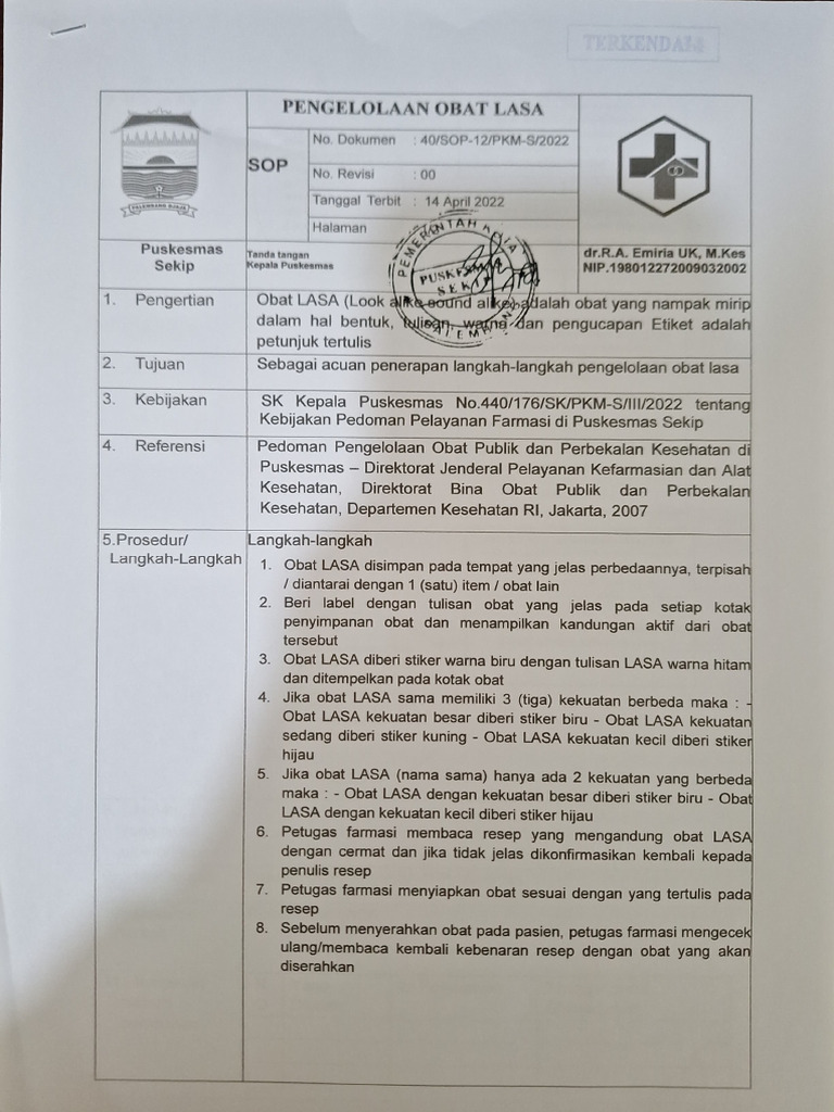 Sop Pengelolaan Obat Lasa | PDF