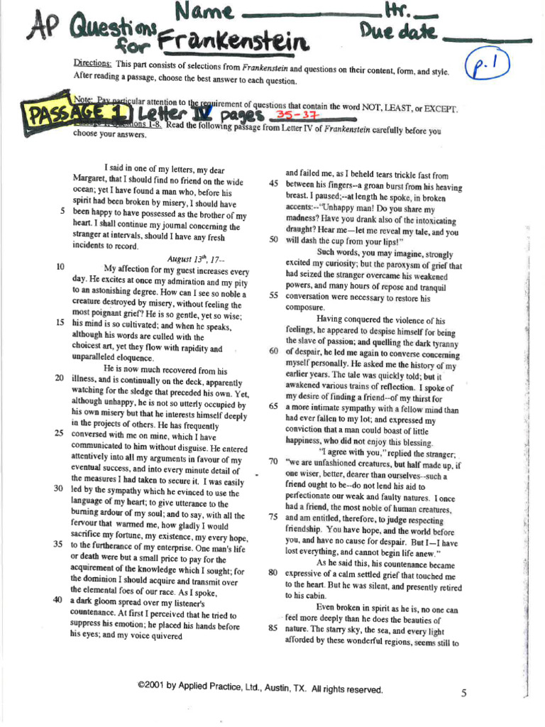 Frankenstein Pages 1-2 | PDF