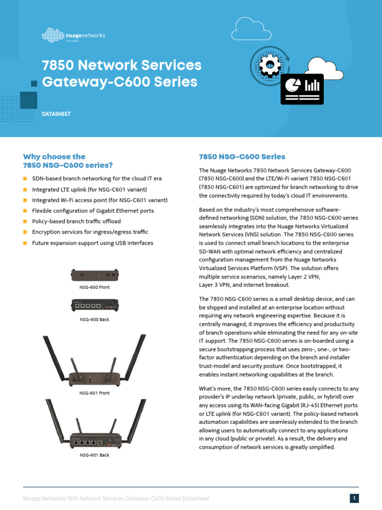 Nokia 7850 Network Services Gateway C600 Series Data Sheet en | PDF ...