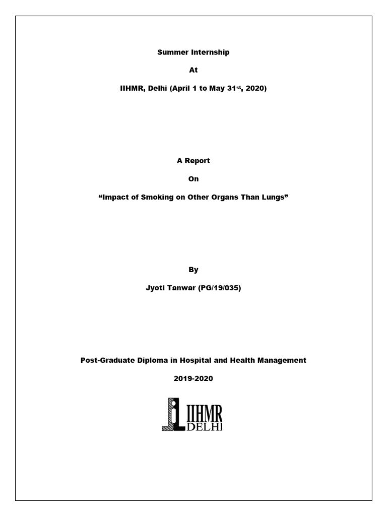 Summer Internship Final Report | PDF | Public Health | Infants