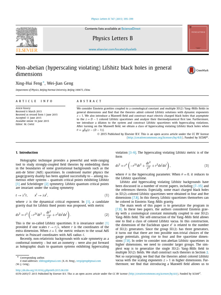 3 Non-Abelian (Hyperscaling Violating) Lifshitz | PDF | Gauge Theory ...