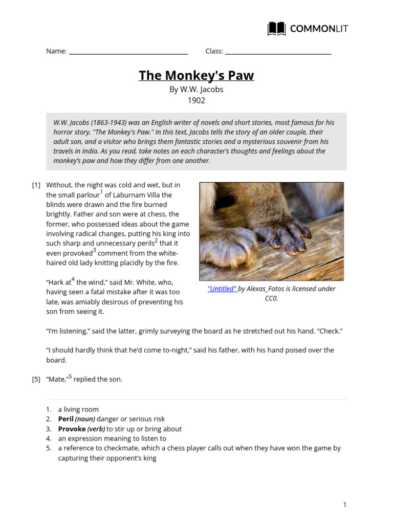 The Monkey's Paw: A Horror Story Analysis | PDF