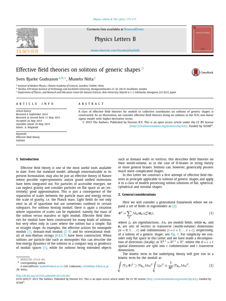 4effective Field Theories On Solitons of Generic Shapes | PDF | Physics ...