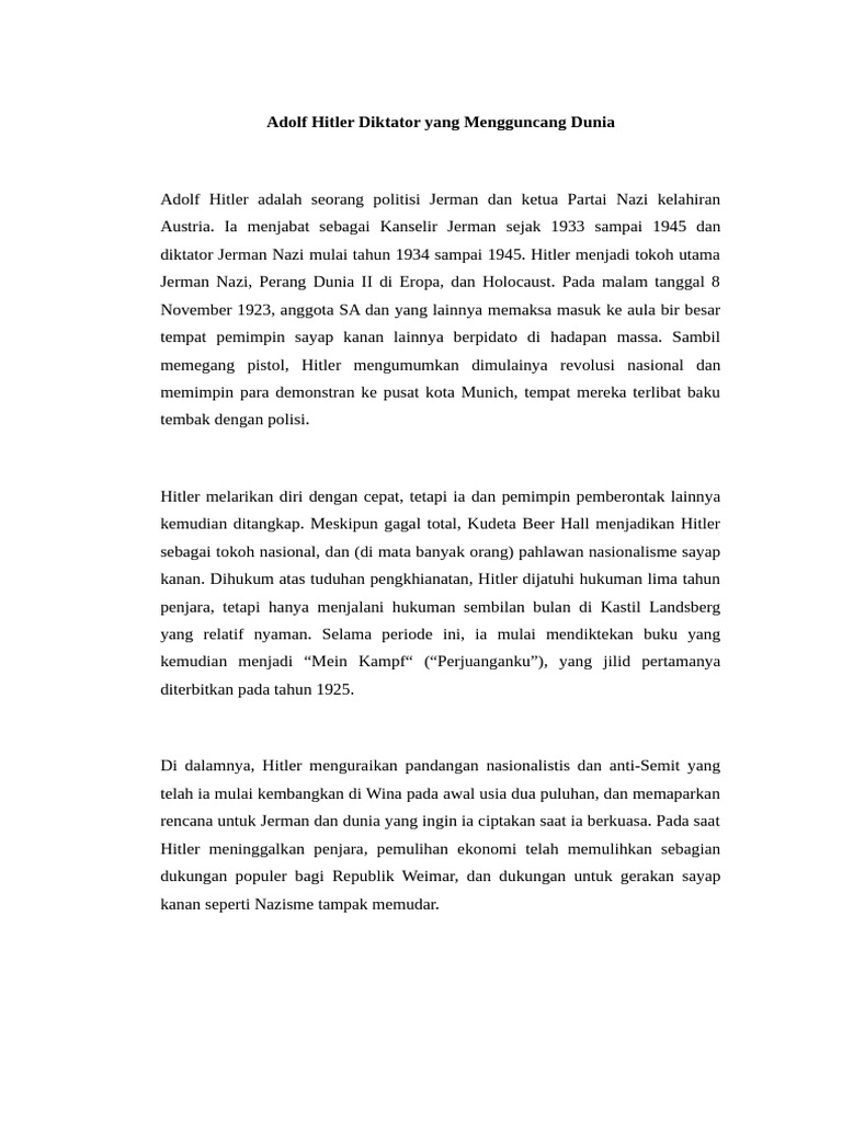 Sejarah Adolf Hitler - AS XII.J | PDF