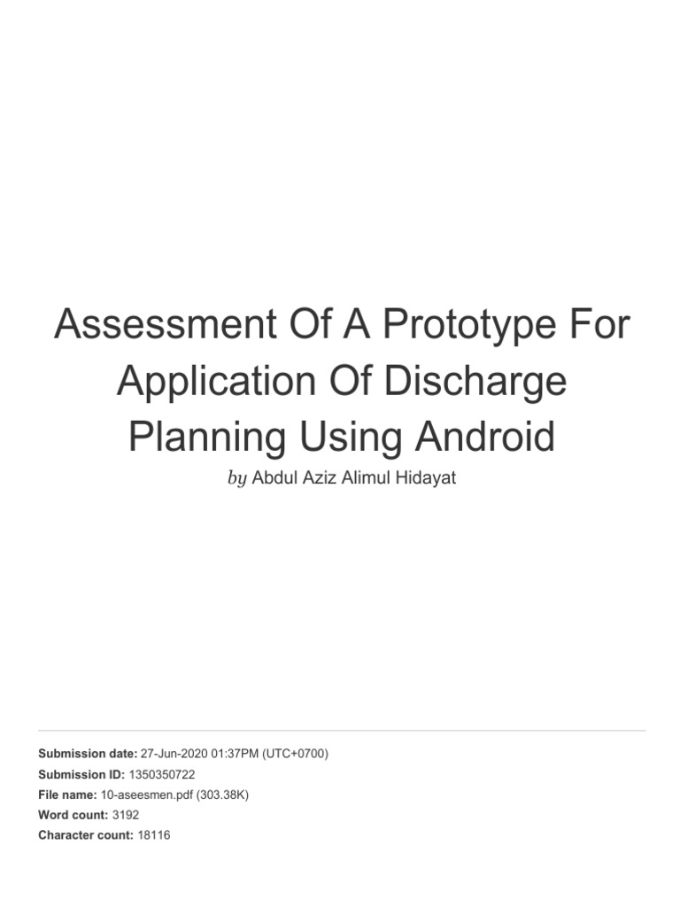 Prototype Discharge Planning | PDF | Computers