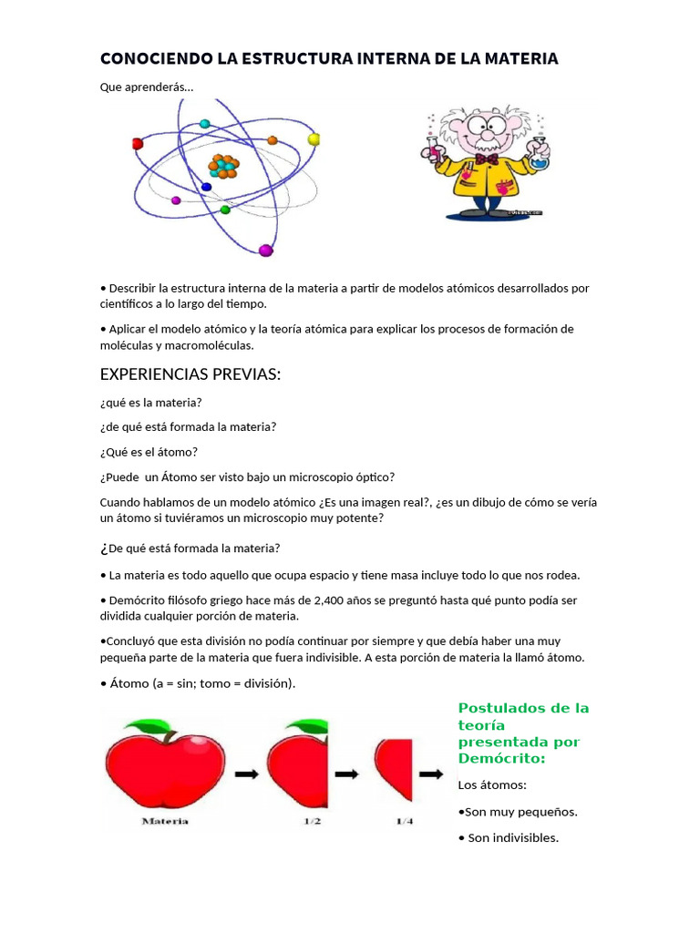 Conociendo La Estructura Interna de La Materia | PDF | Núcleo atómico ...