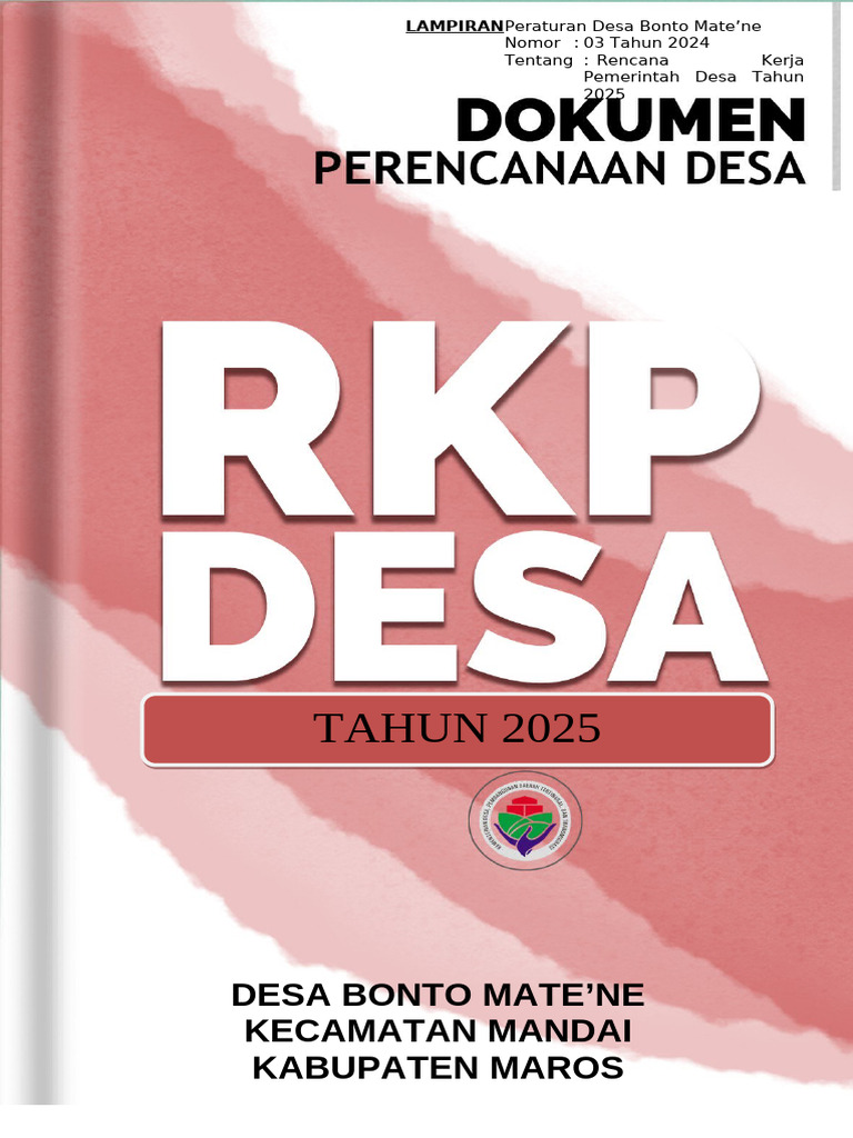 RKP Desa Bonto Mate'ne 2025 | PDF | Pengelolaan Keuangan & Uang