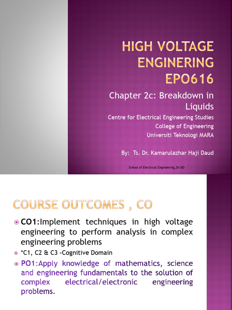 Chapter2c EPO616 Breakdown in Liquids | PDF | Engineering | Applied And ...
