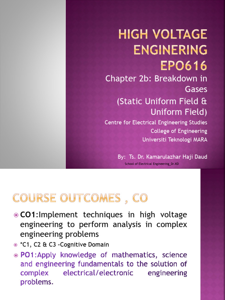 Chapter2b EPO616 Breakdown in Gases | PDF | Electricity | Physical Sciences