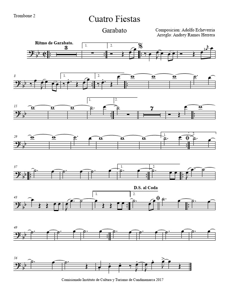 Cuatro Fiestas BSJC - Trombone 2 | PDF