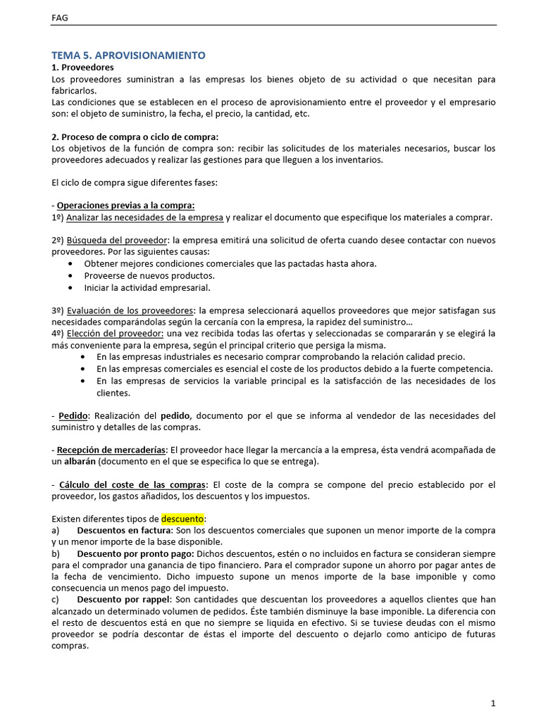 TEMA 4 Aprovisionamiento | PDF | Cheque | Dinero