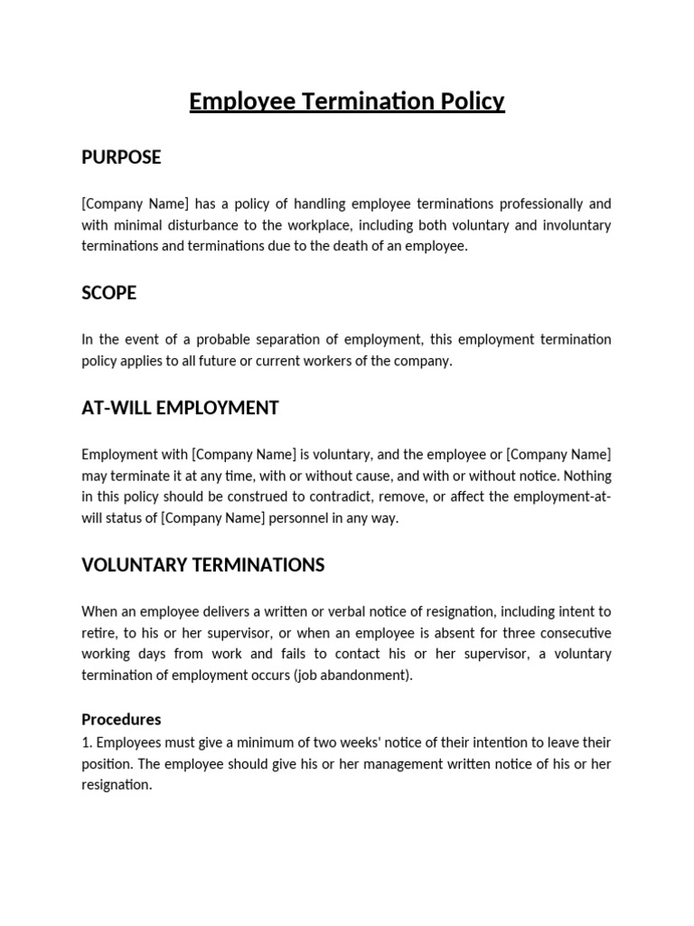 Employee Termination Policy Overview | PDF | Employment | Business