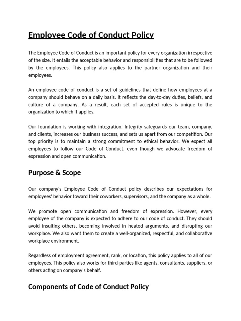 Employee Code of Conduct Overview | PDF | Employment | Confidentiality