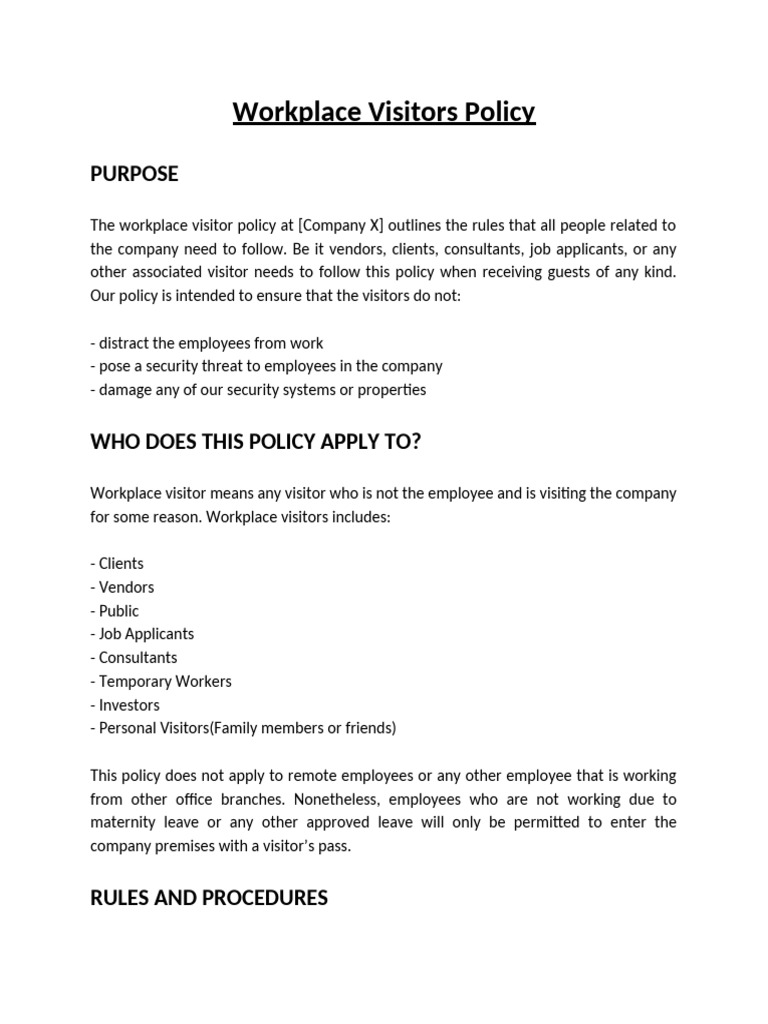 Visitor Guidelines for Company X | PDF | Employment | Justice