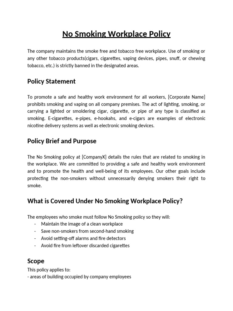 Smoke and Vape-Free Workplace Policy | PDF | Tobacco Smoking | Addiction