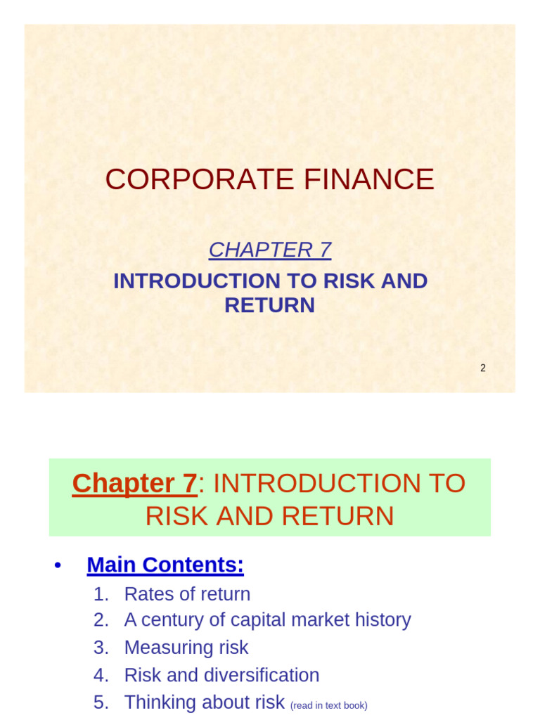 Introduction To Risk and Return | PDF | Diversification (Finance ...