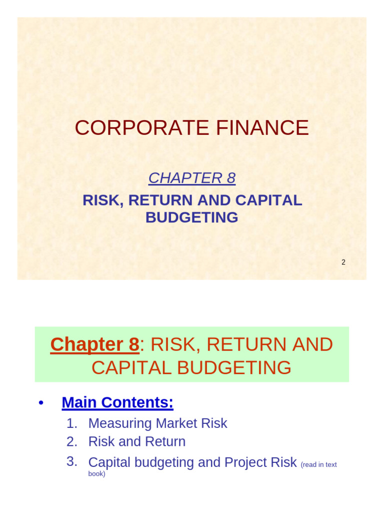 Risk and Return - Capital Asset Pricing Model | PDF | Beta (Finance ...