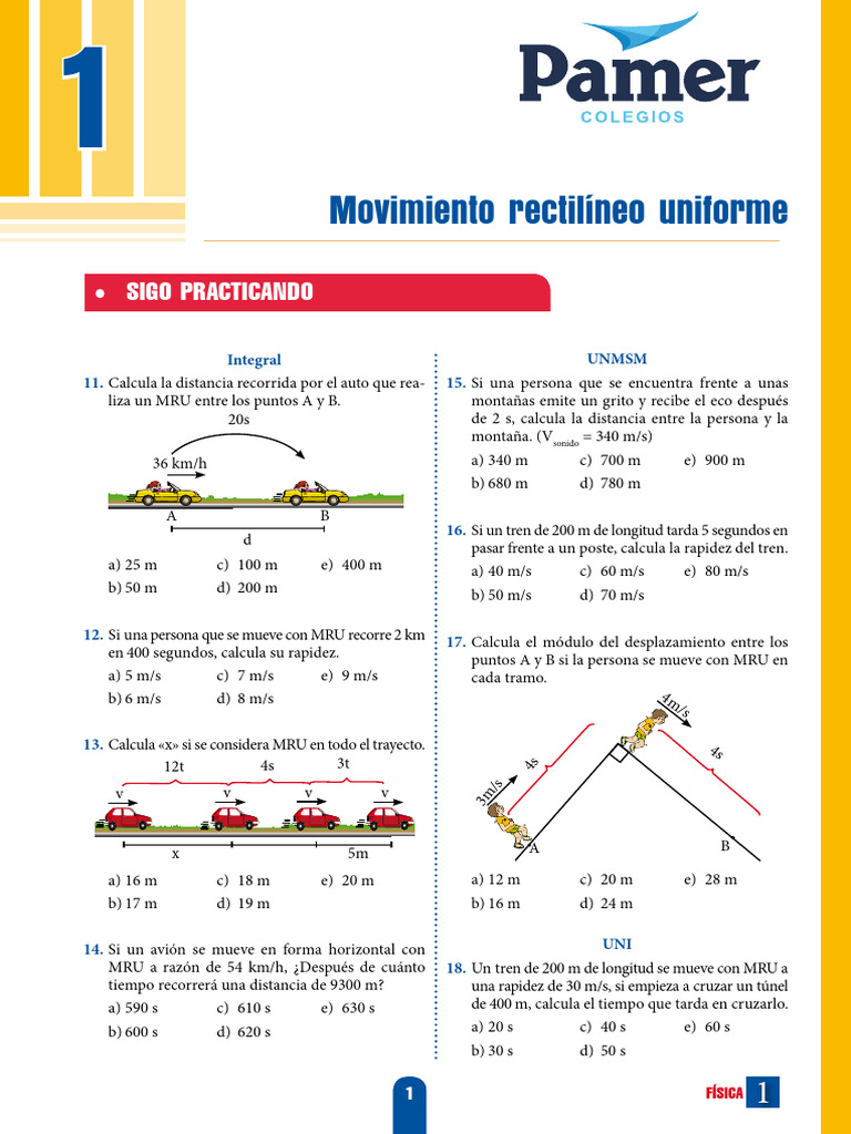 Sem 1-Movimiento Rectilíneo Uniforme | PDF