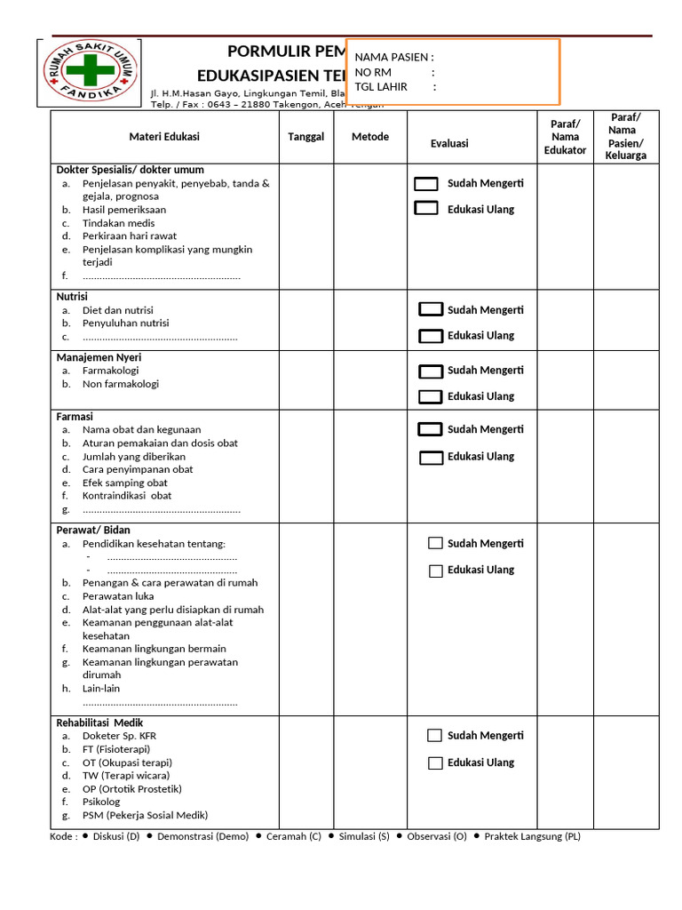 PDF Formulir Edukasi Pasien | PDF | Pengembangan Diri | Sains & Matematika