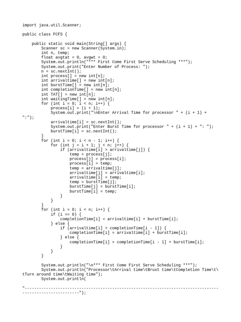 FCFS - Final Spos Practical | PDF | Computer Programming | Computer Engineering