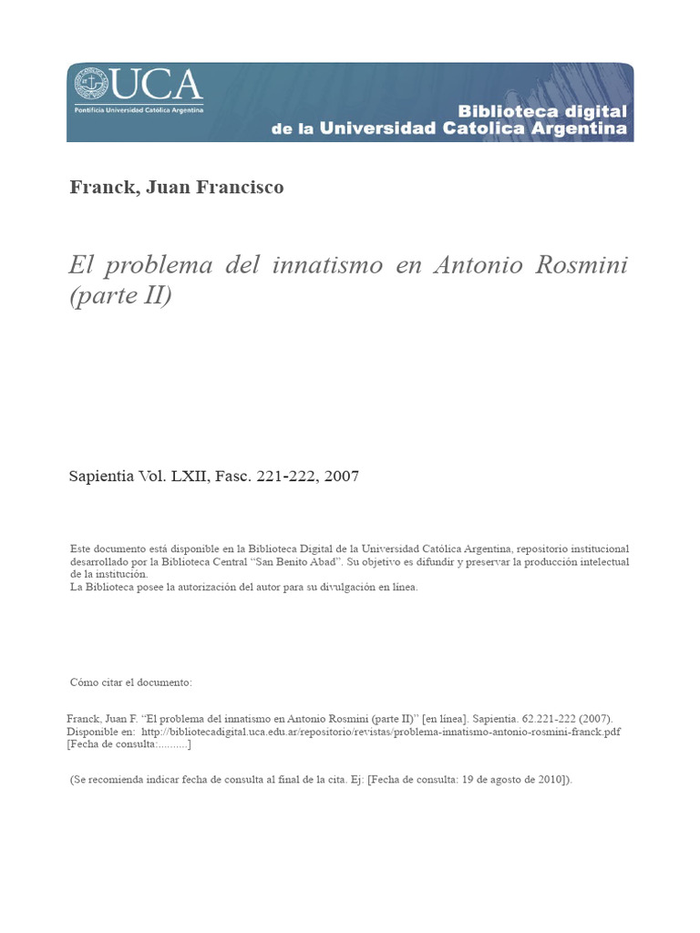 El Problema Del Innatismo II | PDF | René Descartes | infinito