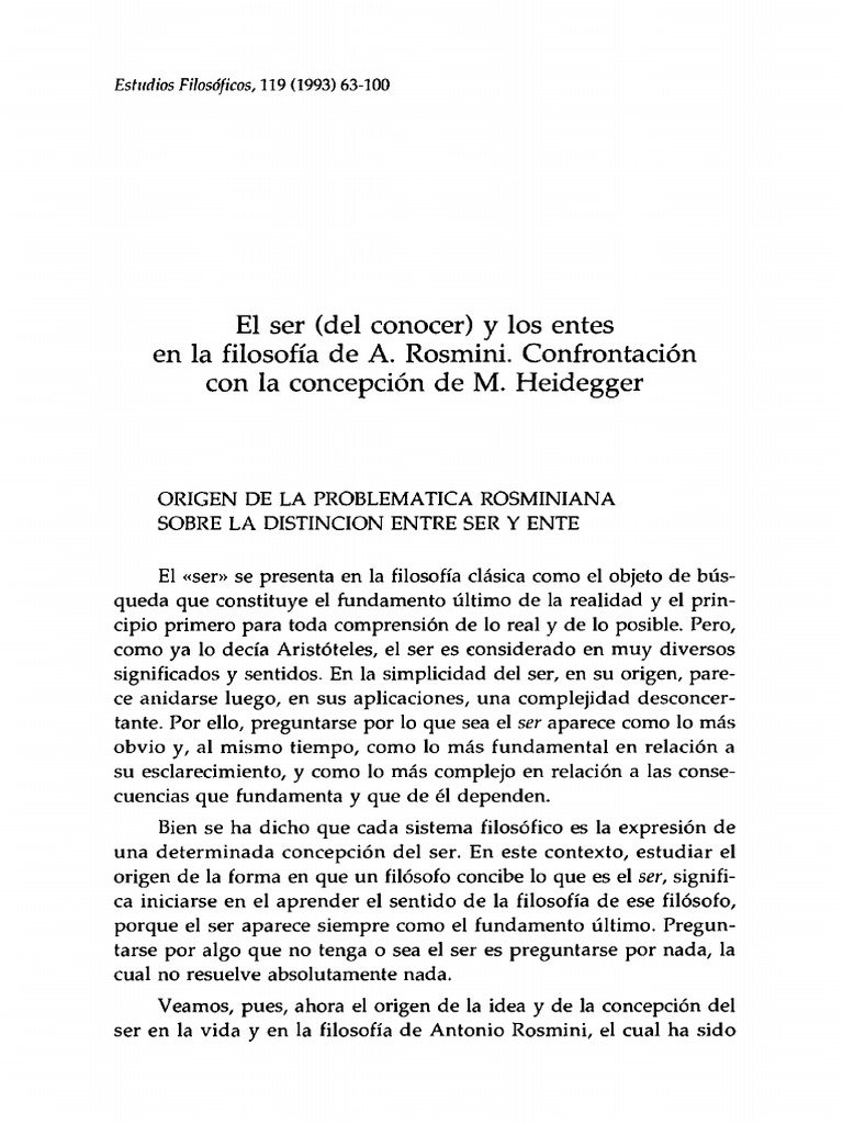 Ser, Conocer en Rosmini | PDF | Esencia | Existencia