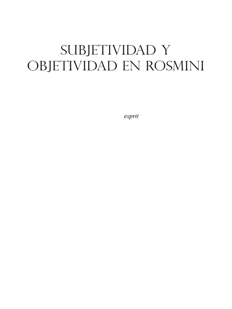 Subjetividad y Objetividad en Rosmini, Juan Francisco Franck | PDF | Verdad | Percepción