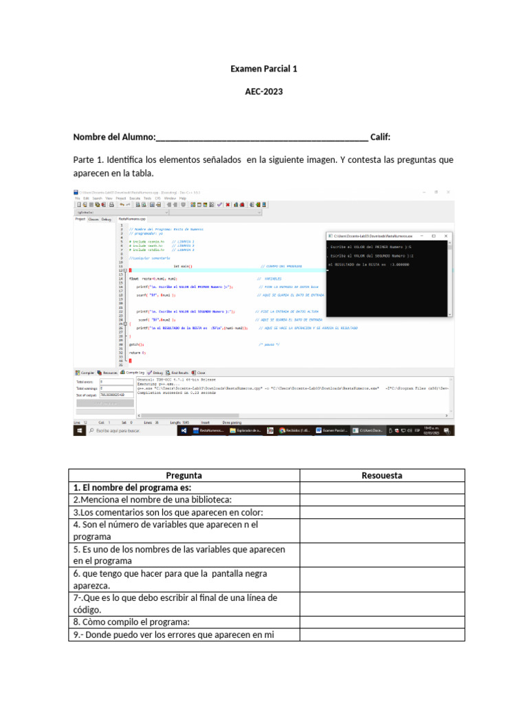 Examen Parcial 1 - Teroico-AEC | PDF