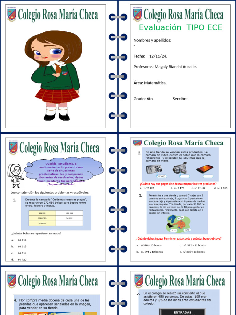 Evaluacion de Matematica Tipo Ece | PDF