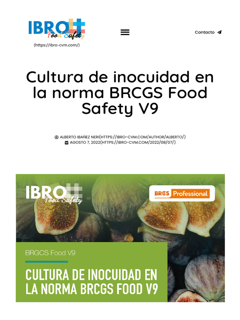 Cultura de Inocuidad en La Norma BRCGS Food Safety V9 - Ibro | PDF | Auditoría | Desnutrición