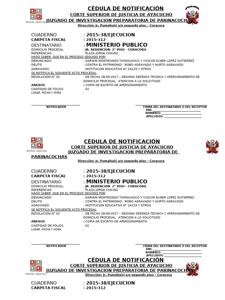 CÉDULA DE NOTIFICACIÓN | PDF