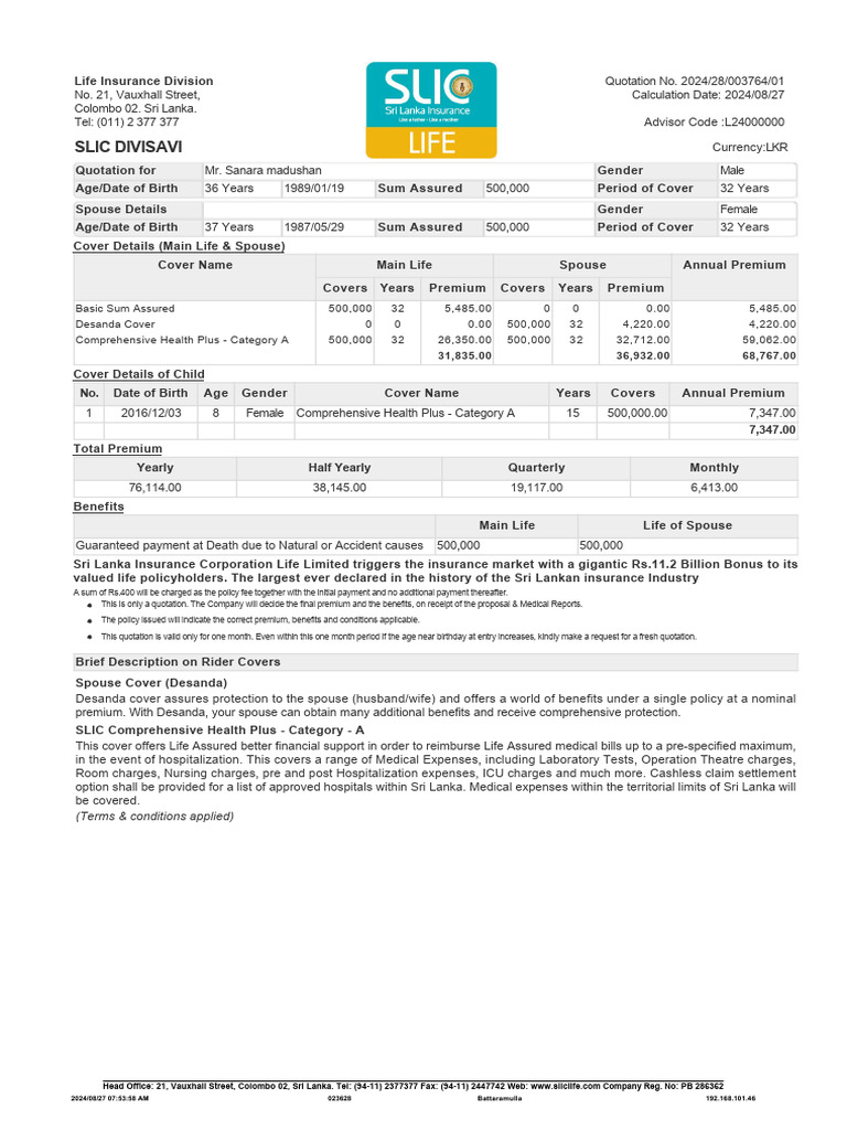 Insurance SLIC | PDF | Insurance | Financial Risk