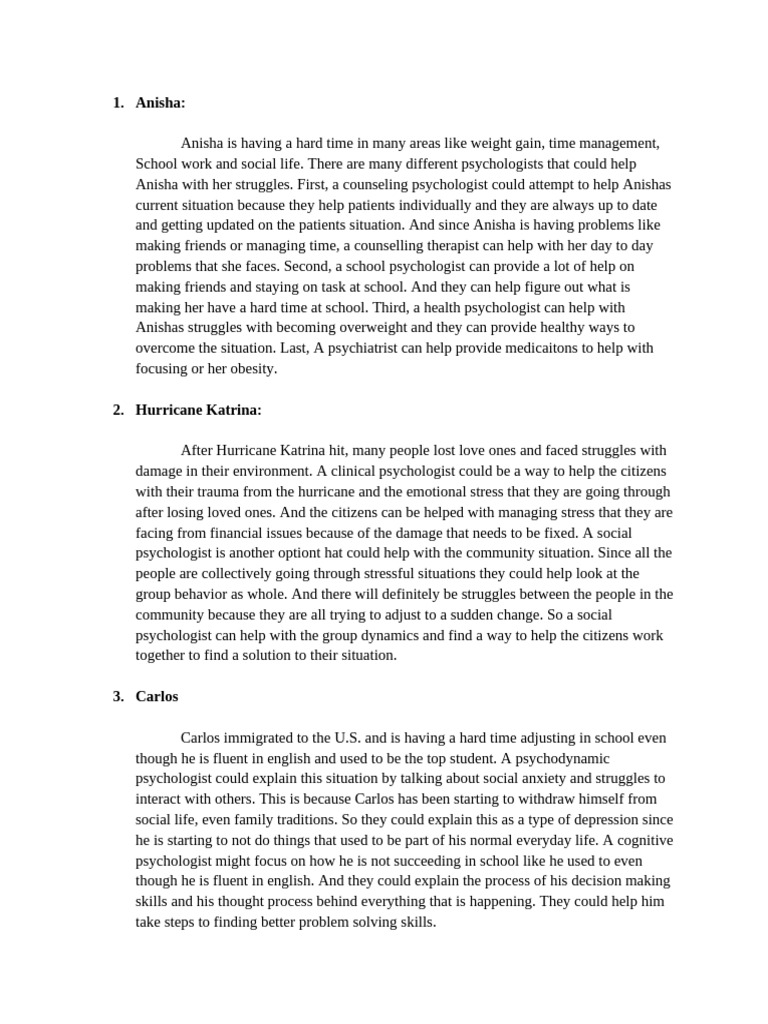 FRQ - Intro To Psychology | PDF | Psychologist | Psychotherapy