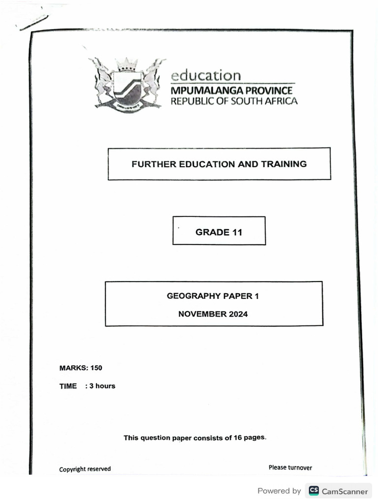Geo 11 P1 2024 | PDF