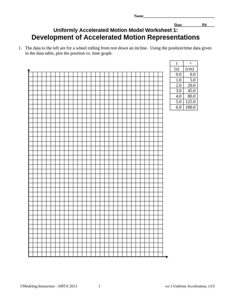 Development of Accelerated Motion Representations WS1 | PDF | Velocity ...