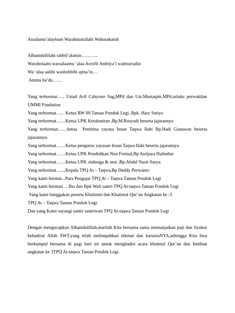 Naskah MC Imtihan | PDF