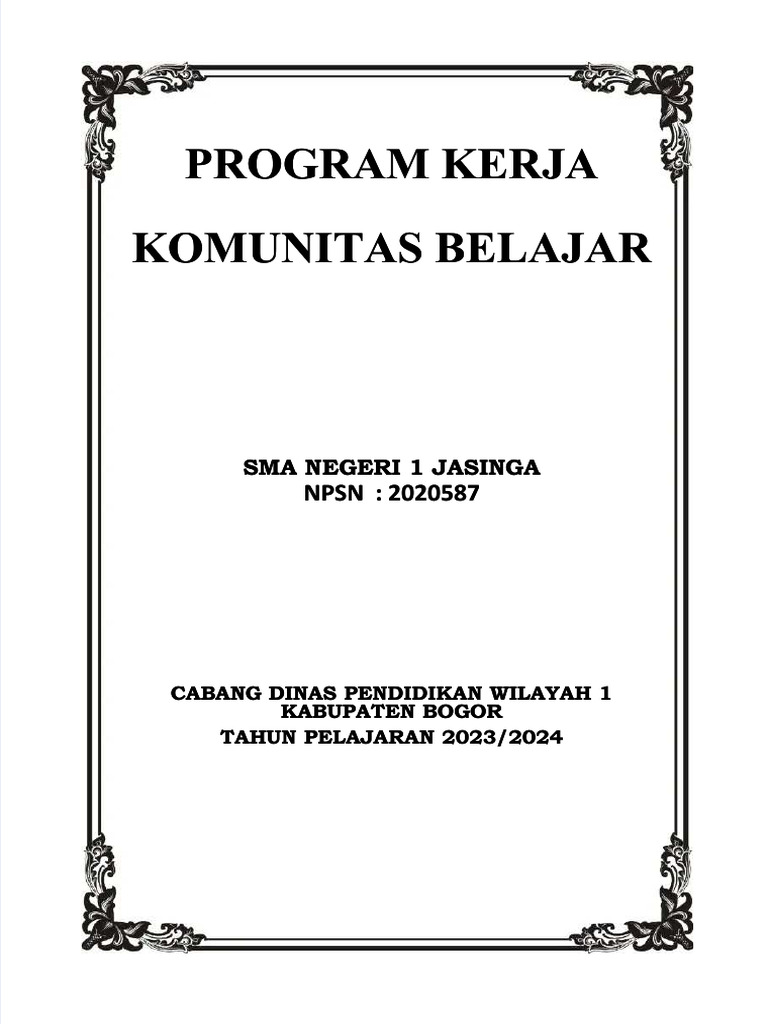PDF Program Kerja Komunitas Belajar Smanjas - Compress | PDF