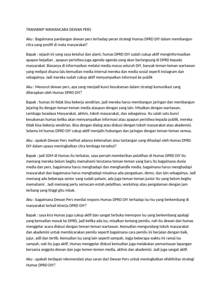 Transkrip Hasil Wawancara | PDF