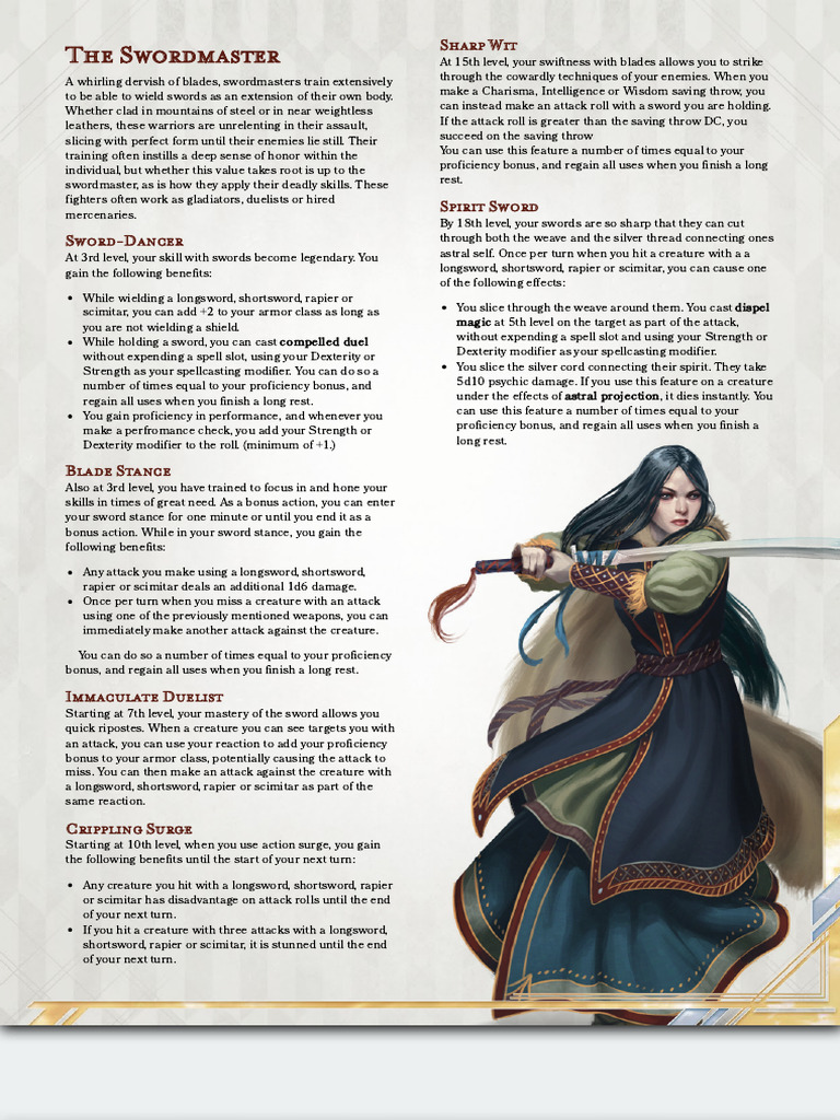 Fighter - Swordmaster - GM Binder | PDF | Sword | Swordsmanship
