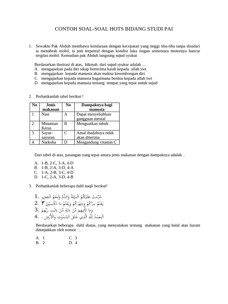 Contoh Soal Hots | PDF