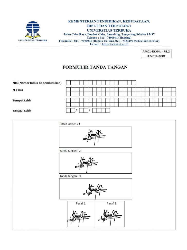 Form Tanda Tangan | PDF