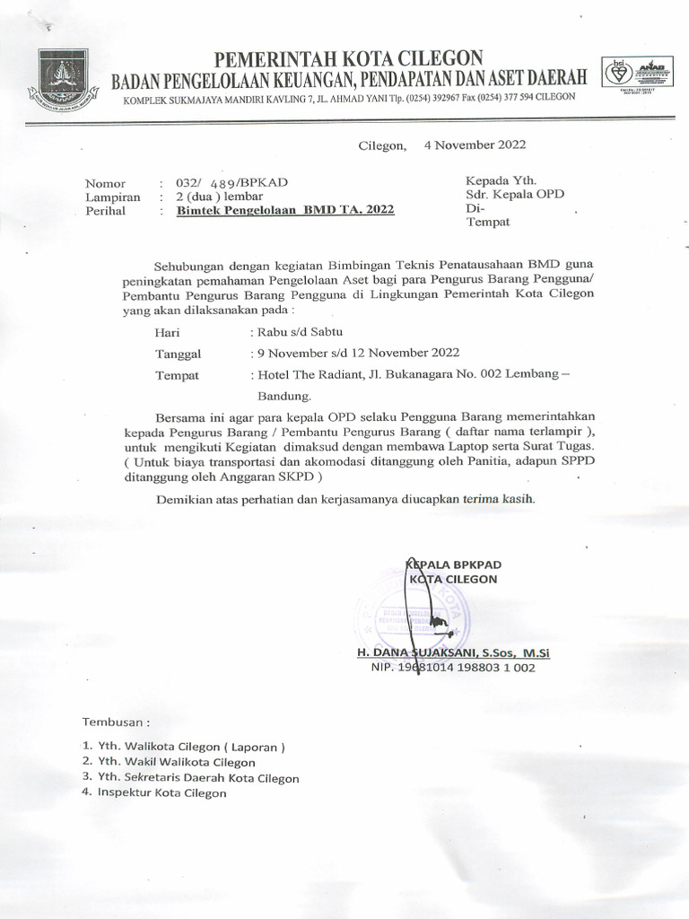 Surat Undangan Bimtek | PDF