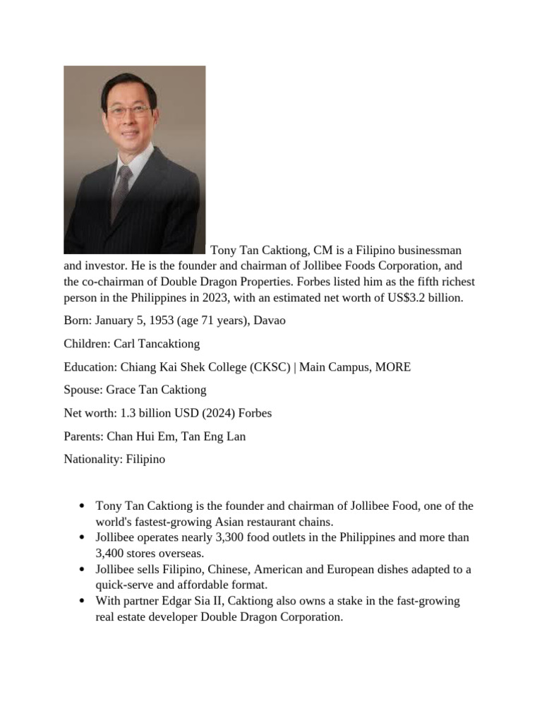 Tony Tan Caktiong | PDF