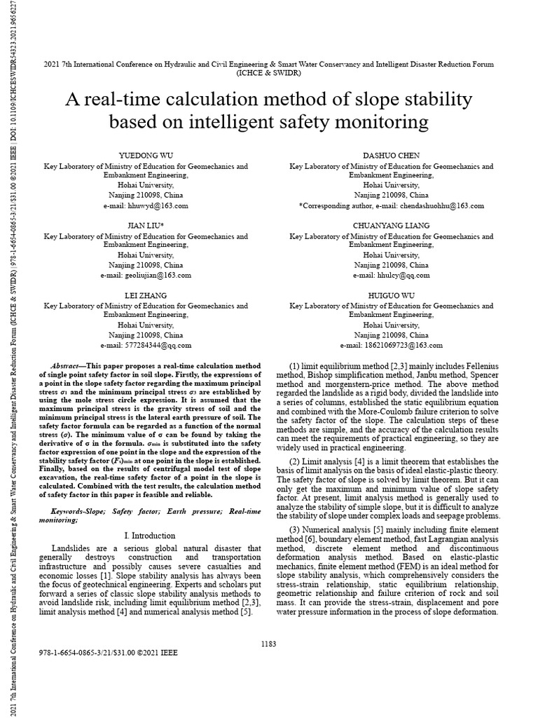 A Real-Time Calculation Method of Slope Stability Based On Intelligent Safety Monitoring | PDF ...