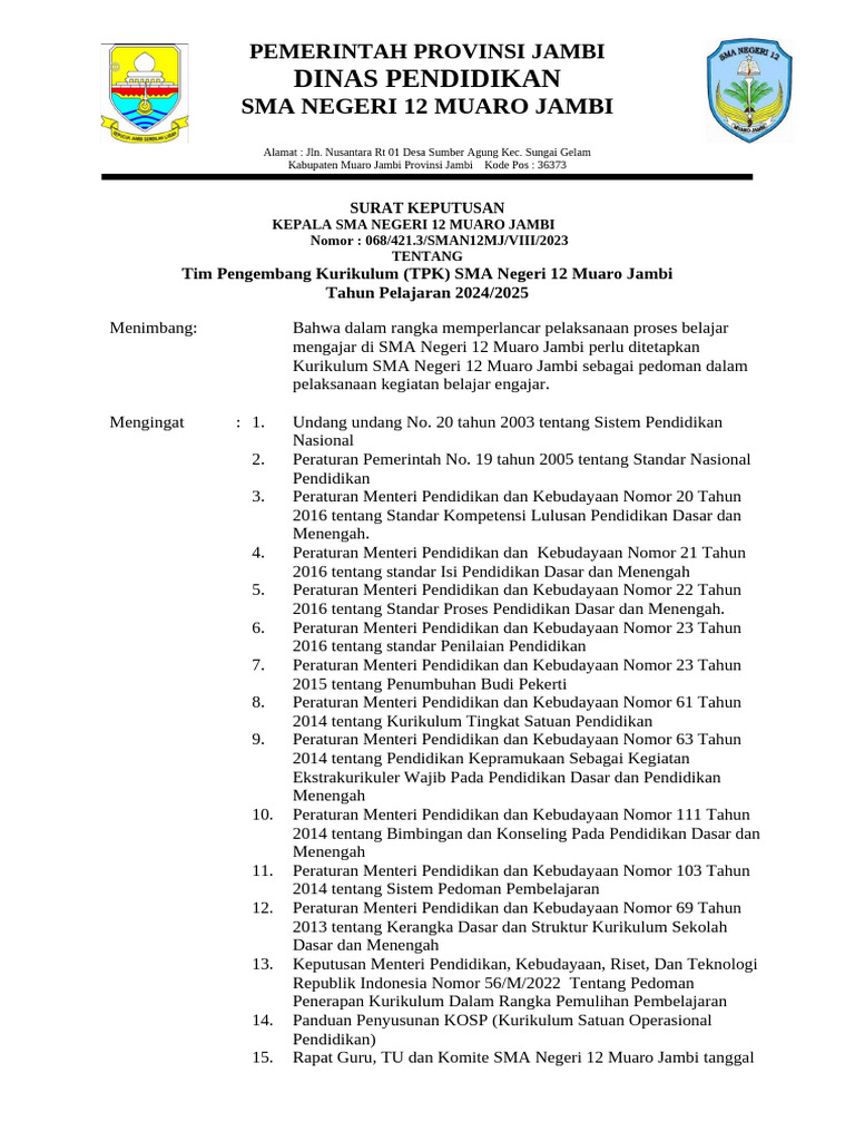 SK Tim TPKS 2023 2024 | PDF