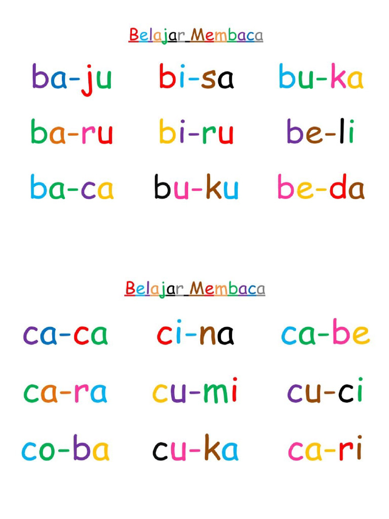 Belajar Membaca 2 SUKU KATA | PDF