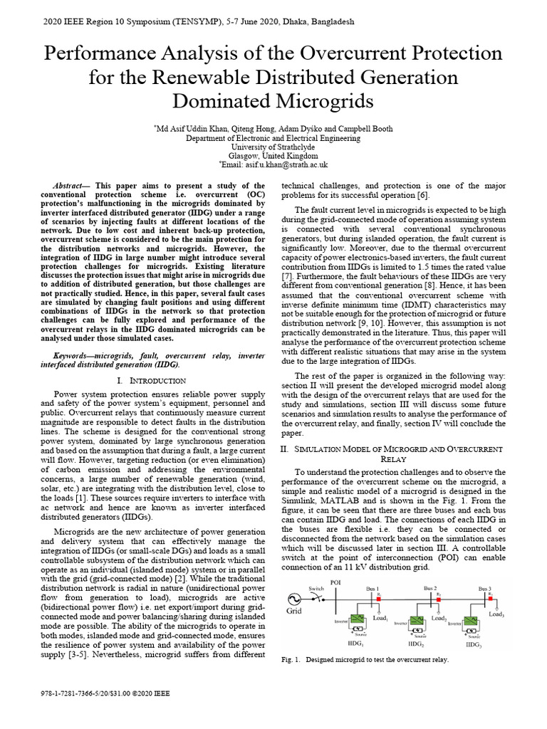 Performance Analysis of The Overcurrent Protection For The Renewable Distributed Generation ...